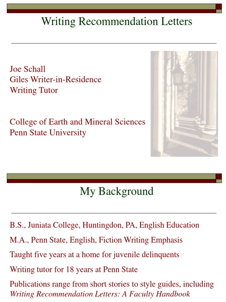Joe Schall Recommendation Letters Presentation | Download Free PDF ...