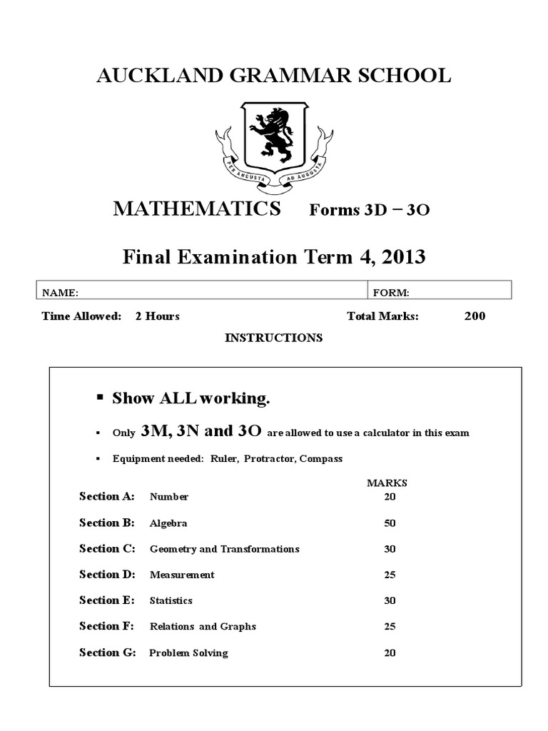 Maths Revision Year 9 | Chart | Elementary Geometry