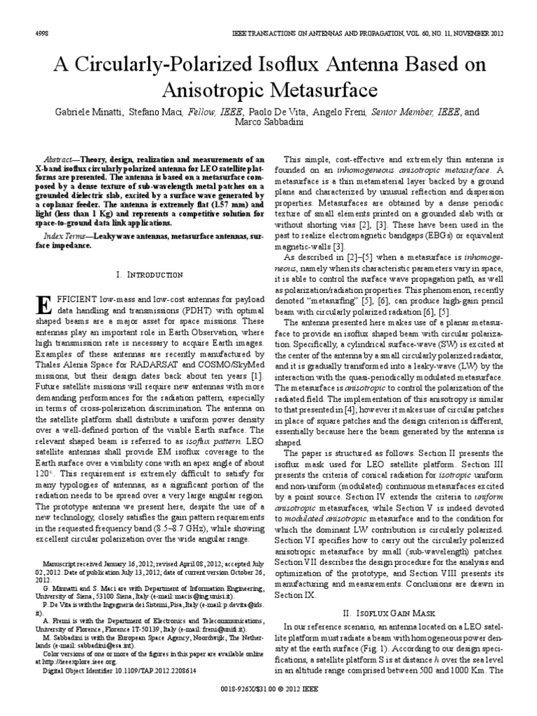 A Circularly-Polarized Isoflux Antenna Based On Anisotropic Metasurface ...