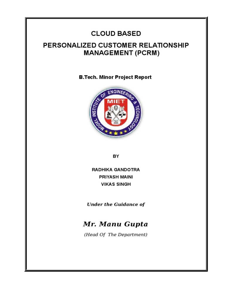 Cloud Based Personalized Customer Relationship Management (PCRM) | PDF ... Cloud Based Personalized Customer Relationship Management (PCRM) | PDF ...