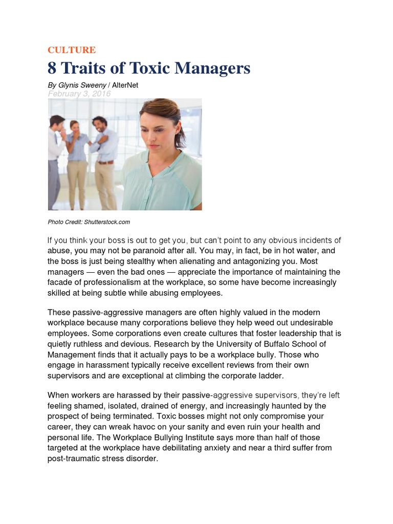 8.traits of Toxic Managers | PDF | Workplace Bullying | Bullying