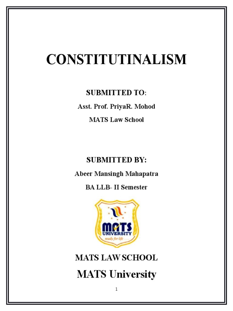 Understanding Constitutionalism: An Analysis of the Key Principles and ...