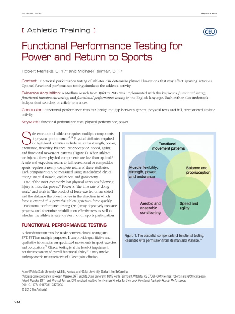 Functional Performance Testing For Power and Return To Sports | PDF ...