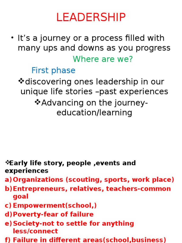 Leadership: - It's A Journey or A Process Filled With Many Ups and ...