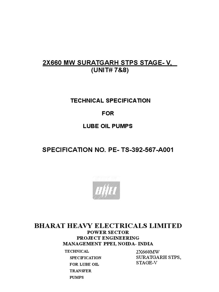 2X660 MW Suratgarh Stps Stage-V, (UNIT# 7&8) : Bharat Heavy Electricals Limited | PDF | Switch ...