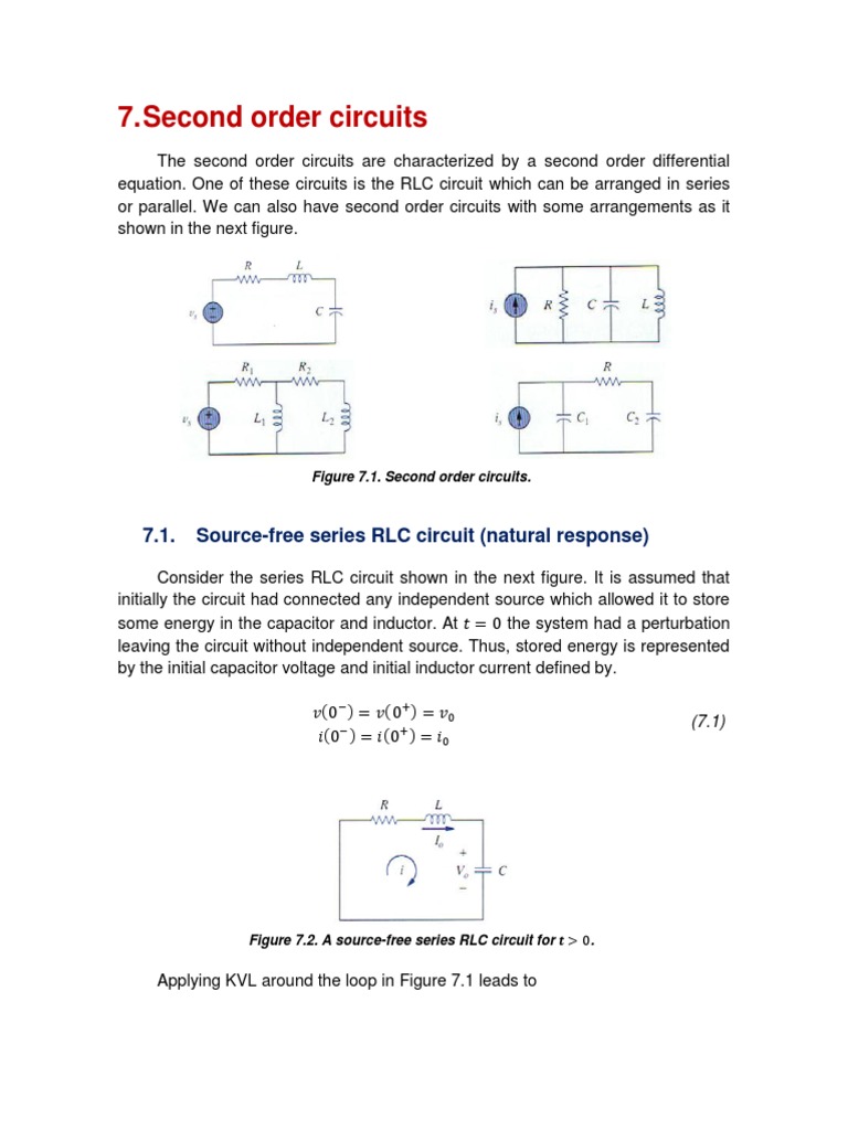 Second Order Circuits: 7.1. Source-Free Series RLC Circuit (Natural ...