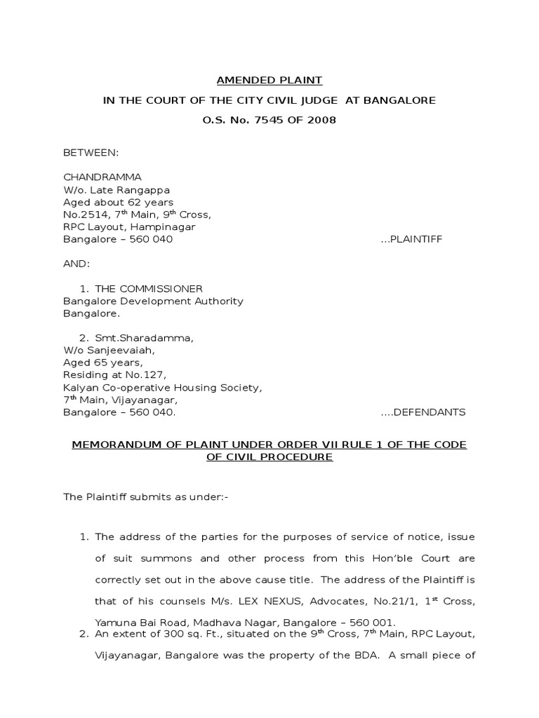 Plaint | PDF | Affidavit | Adverse Possession