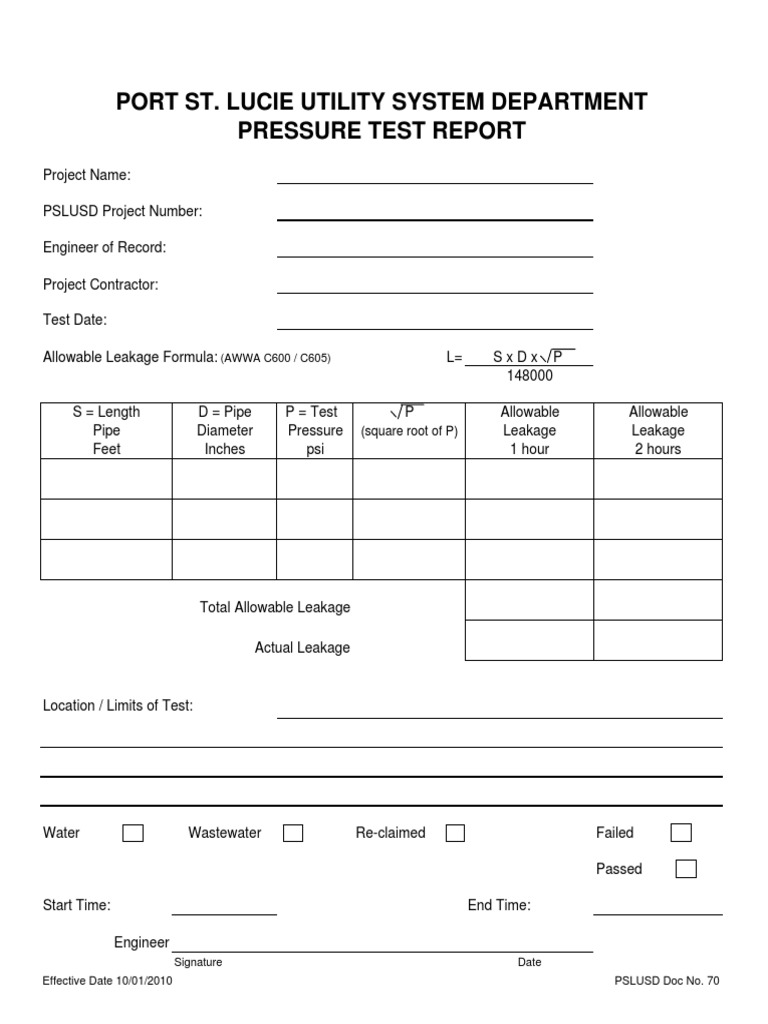 Utility 03 Pressure Test Report | PDF