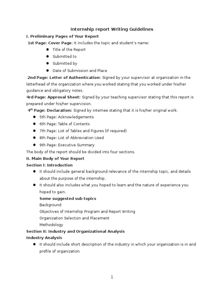 Internship Report Guideline | PDF | Internship | Job Hunting