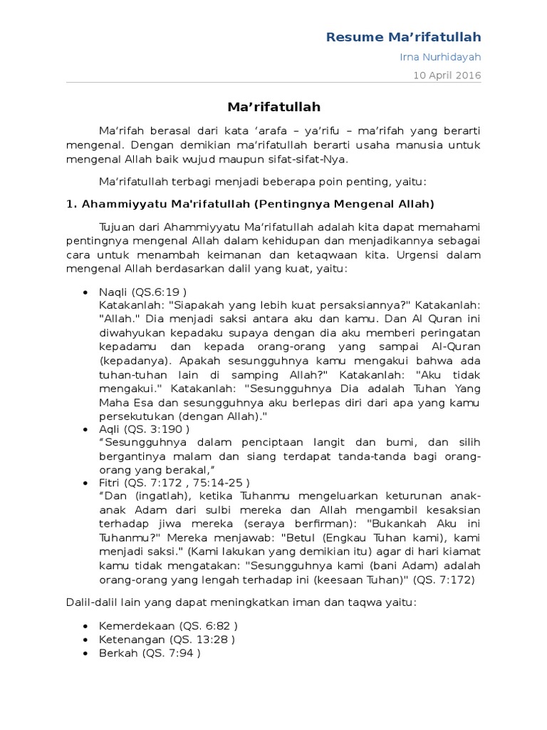 Ma'Rifatullah | PDF | Agama & Spiritualitas