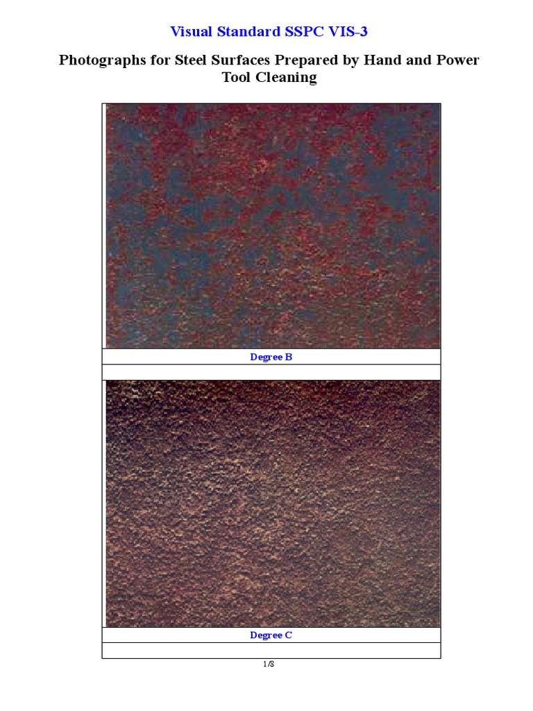 SSPC VIS-3 Steel Surfaces Prepared by Hand and Power Tool Cleaning | PDF