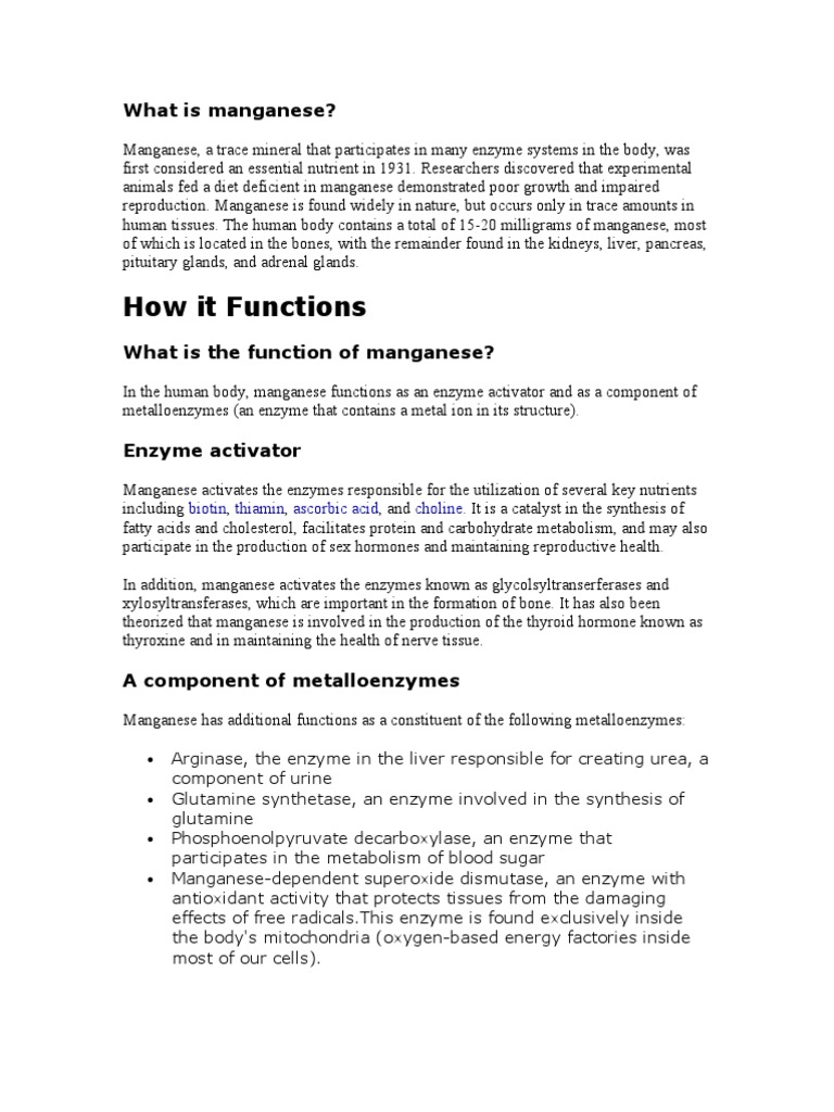 What Is Manganese | PDF | Manganese | Metabolism