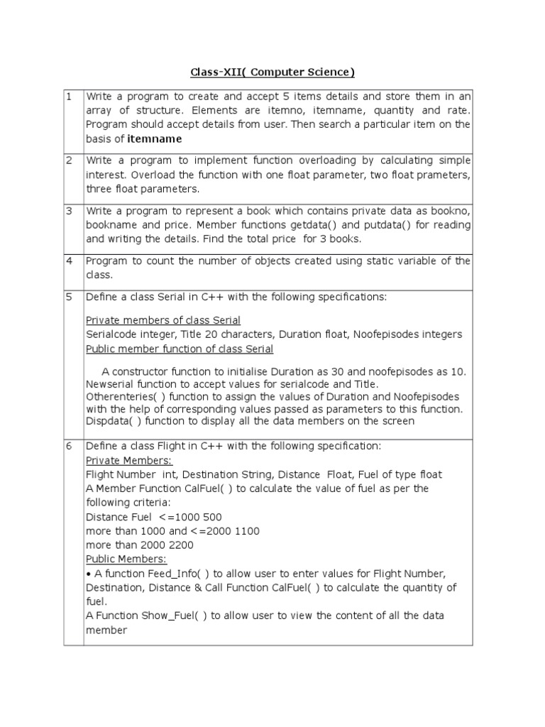 XIIC List of Practicals | PDF | Subroutine | Parameter (Computer Programming)