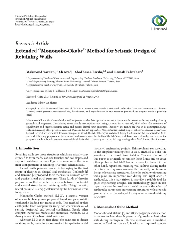 Mononobe Okabe | PDF | Teaching Mathematics | Physics