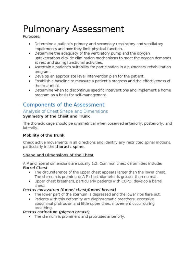 Pulmonary Assessment: Components of The Assessment | PDF | Thorax | Apnea