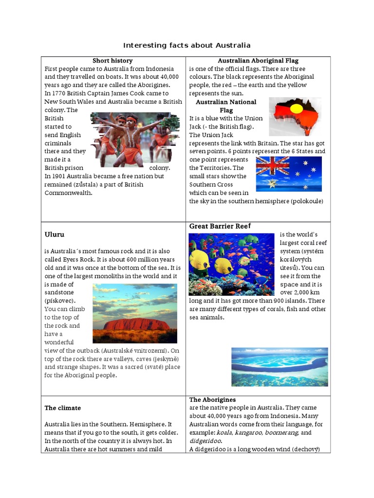 Australia Interesting Facts Simple | PDF | Australia | Indigenous ...