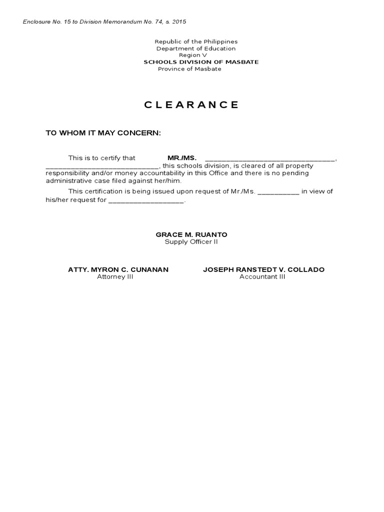 School Clearance Certificate Template | PDF | Career & Growth | Business