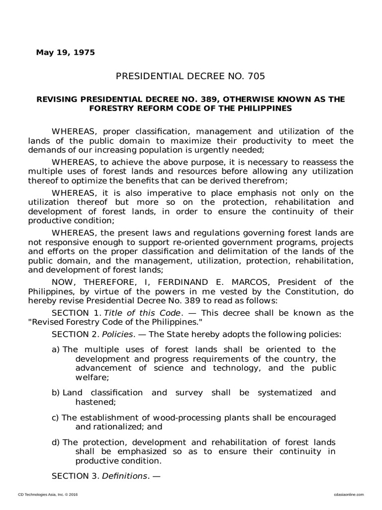 PD 705 | PDF | Forestry | Taxes
