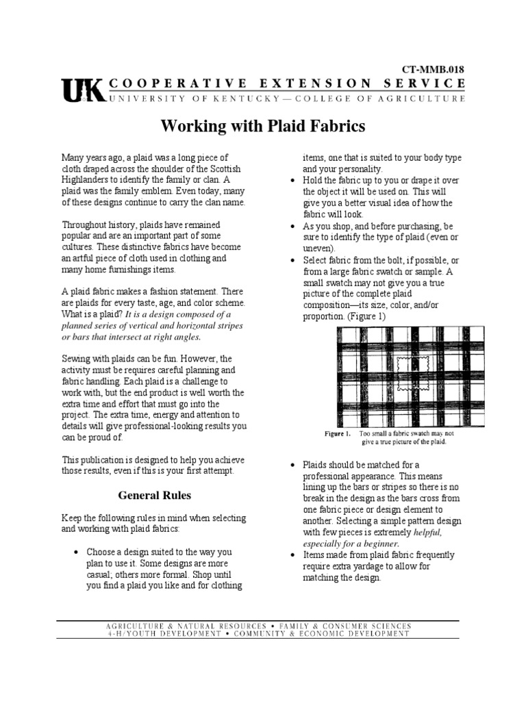 Working With Plaid Fabrics: General Rules | PDF | Seam (Sewing) | Knitting