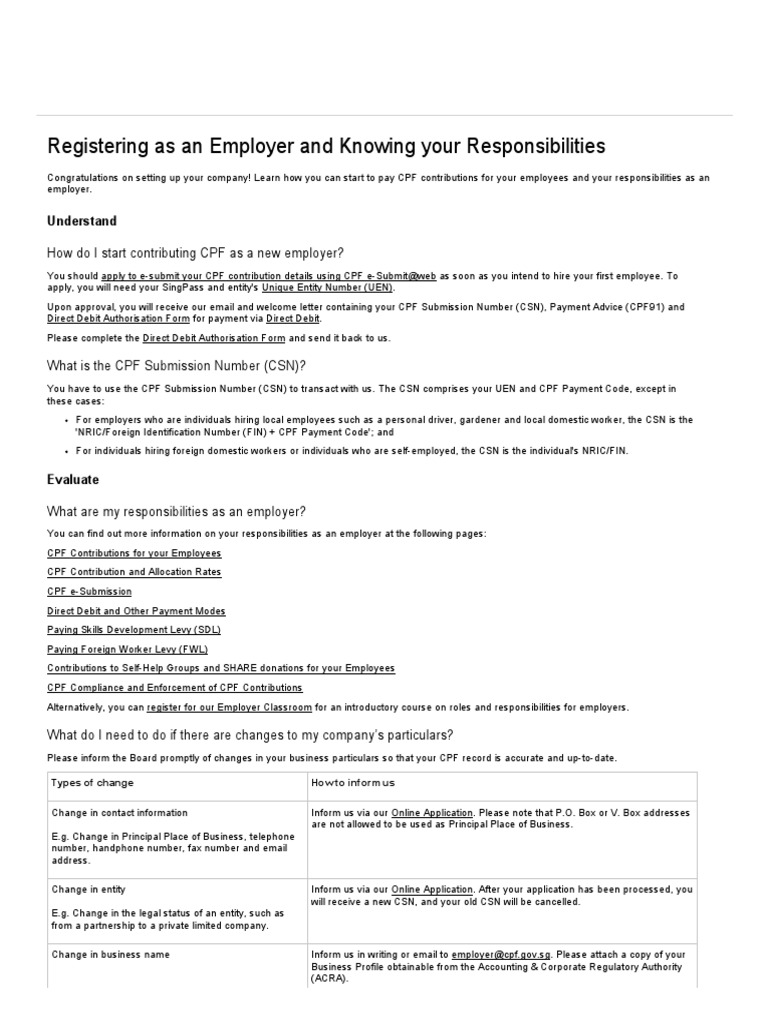 Registering As An Employer and Knowing Your Responsibilities | PDF ...