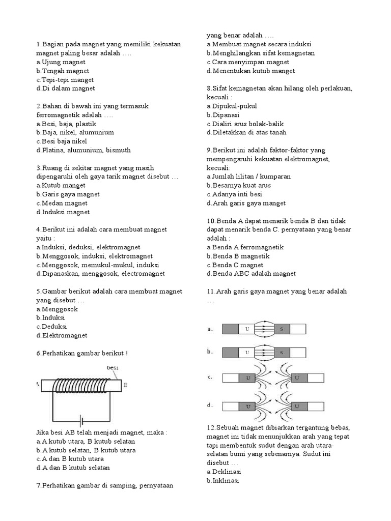 Soal dan Pembahasan Magnet Kelas 12 | PDF | Sains & Matematika