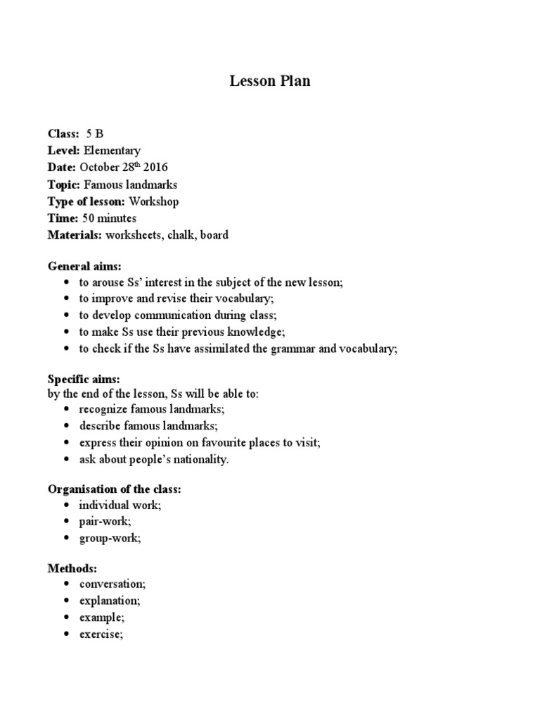 Famous Landmarks | PDF | Lesson Plan | Epistemology