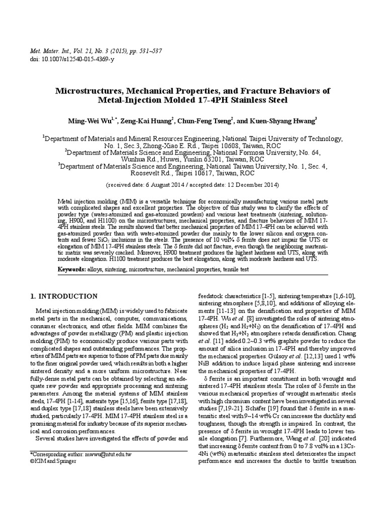 Microstructures, Mechanical Properties, and Fracture Behaviors of Metal ...