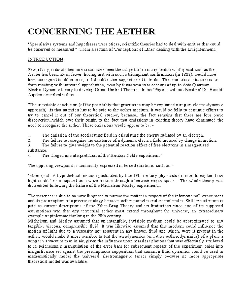 Concerning The Aether | PDF | Luminiferous Aether | Physics