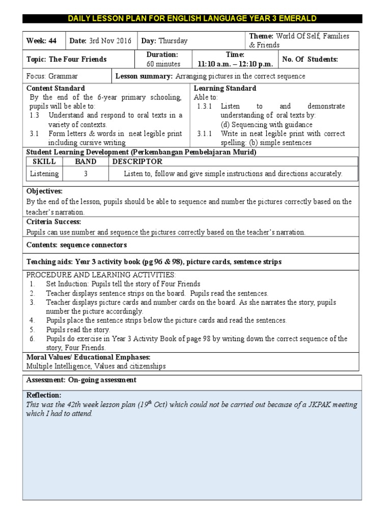 Year 3 English Grammar Lesson Plan | PDF