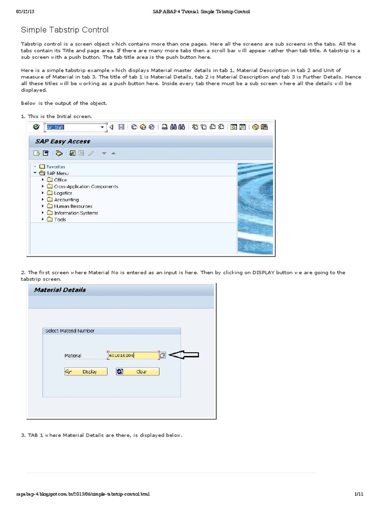 SAP ABAP Tabstrip Control Guide | PDF | Computer Programming | Computing