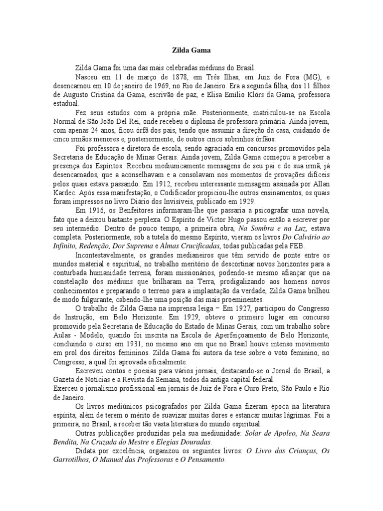 Zilda Gama: Uma das mais celebradas médiuns do Brasil que psicografou ...
