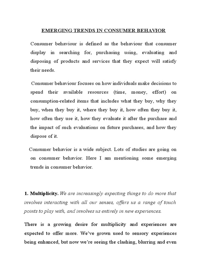 Emerging Trends in Consumer Behavior | PDF | Consumer Behaviour | Behavior