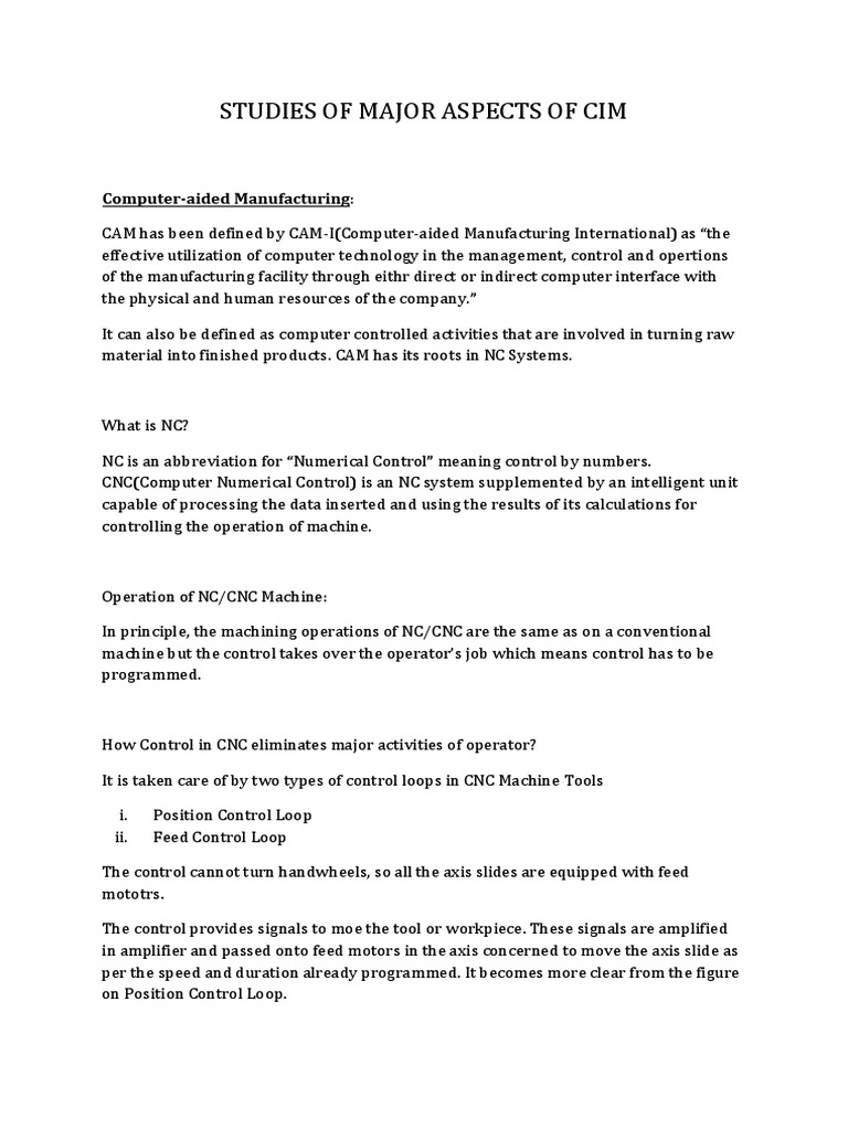 CIM Notes Typed | PDF