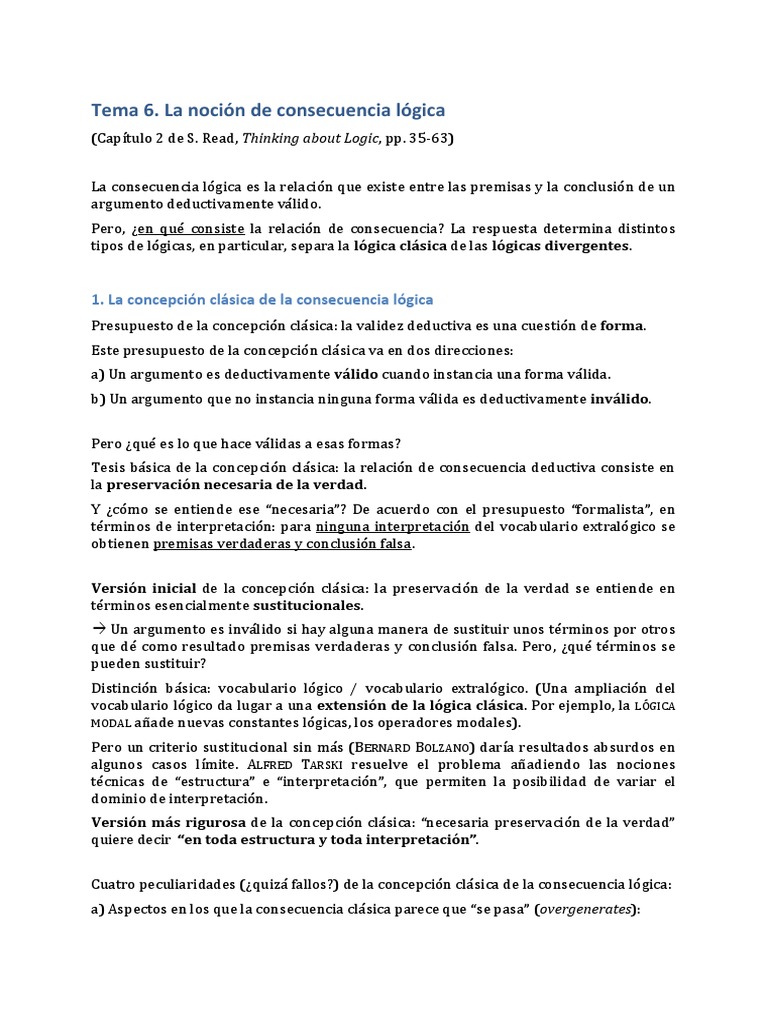 Consecuencia Lógica en Argumentos | PDF | Validez | Argumento
