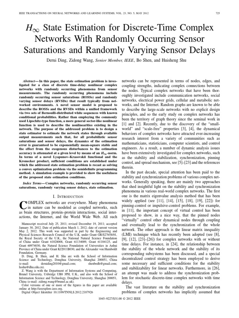 State Estimation For Discrete Time Complex Networks With Randomly Occurring Sensor Saturations