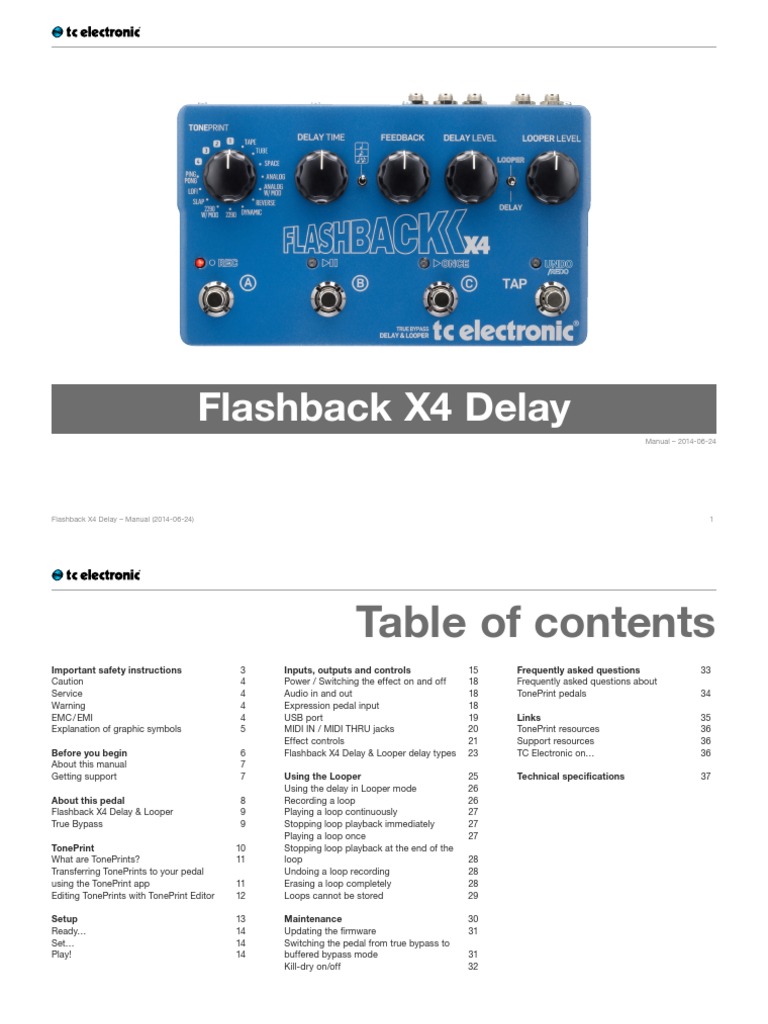 TC Electronic Flashback x4 Delay Looper Manual English | PDF | Electromagnetic Interference ...