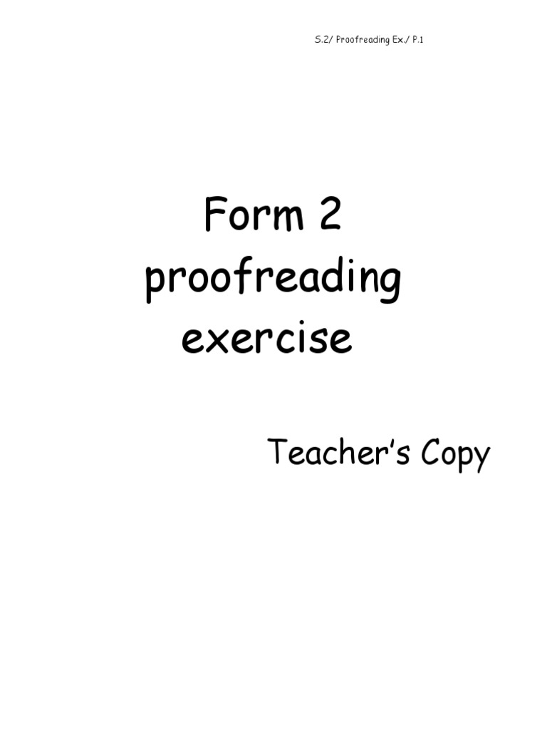 Copy Proofreading Marks Worksheet S2 Proofreading Exercise Key | PDF