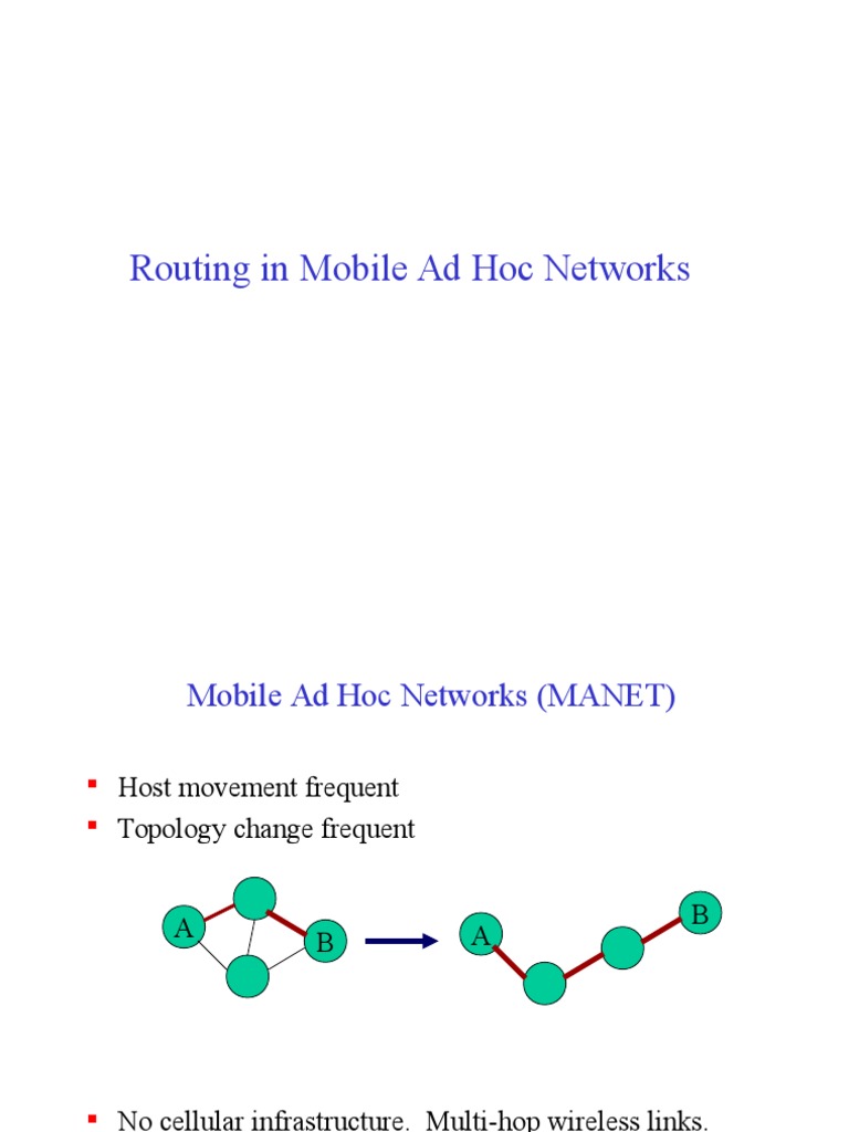 Routing in Mobile Ad Hoc Networks | PDF | Routing | Internet Protocols
