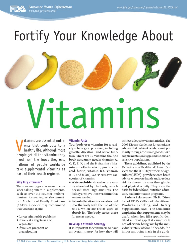 Fortify Your Knowledge About Vitamins PDF | PDF | Vitamin | Dietary ...
