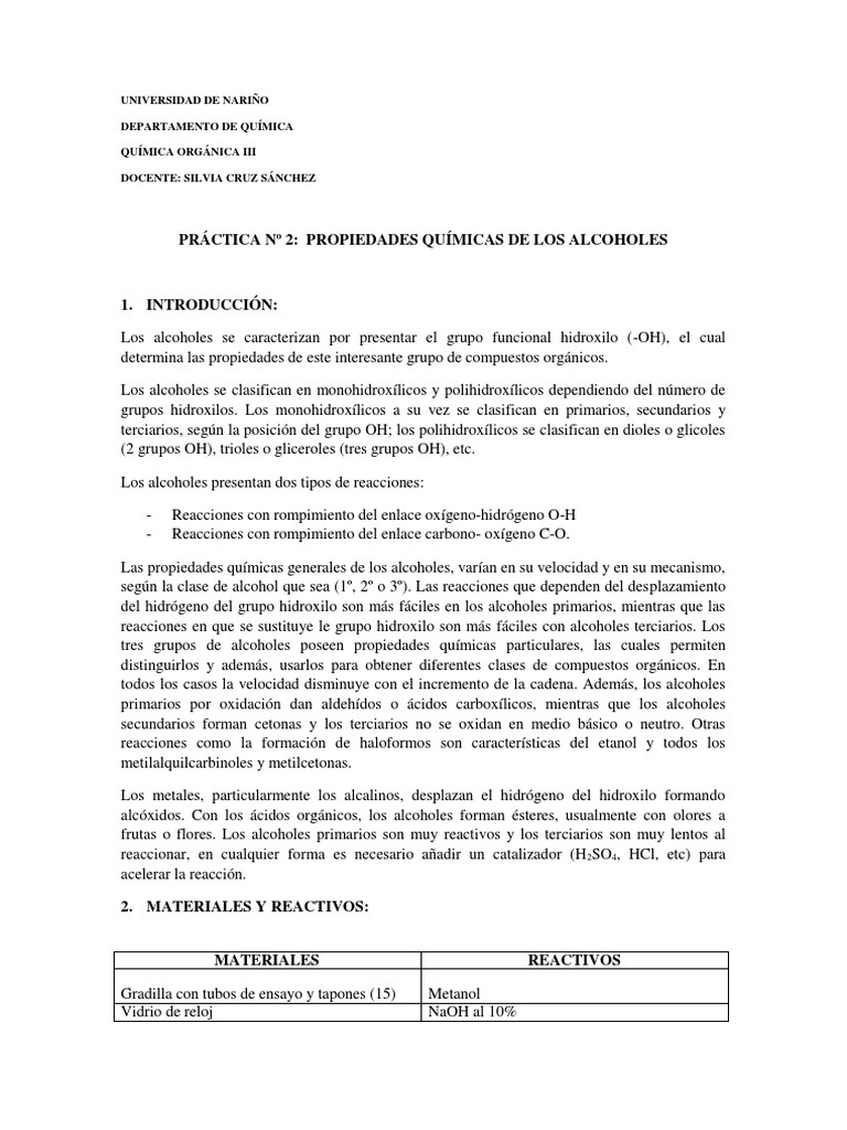 Guia de Alcoholes | PDF | Alcohol | Compuestos orgánicos