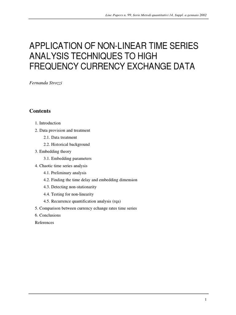 Application of Non-Linear Time Series Analysis Techniques To High ...