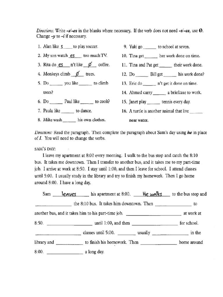 Simple Present Ex | PDF