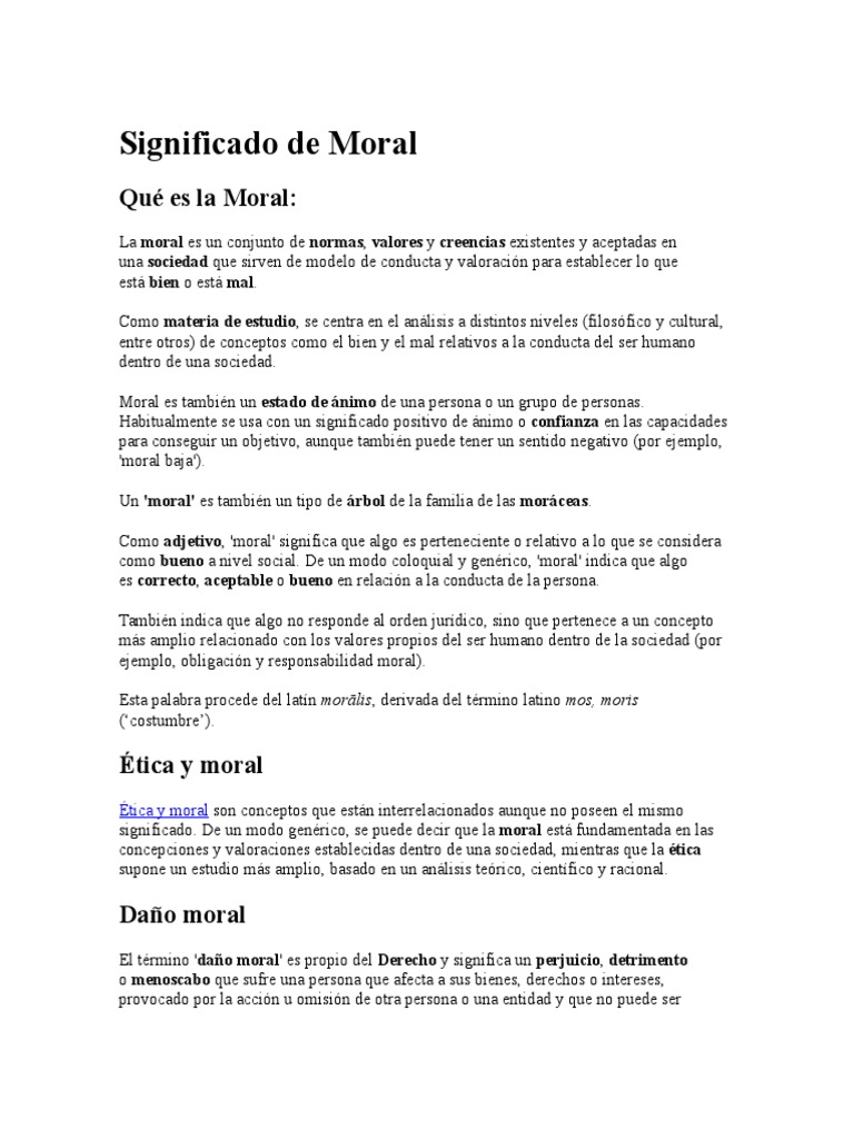 Significado de Moral | PDF | Moralidad | Sociedad