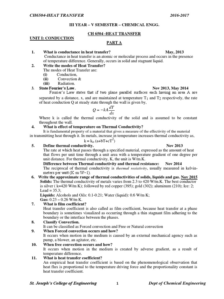 Heat Transfer Exam Questions and Answers | PDF | Heat Transfer | Heat ...