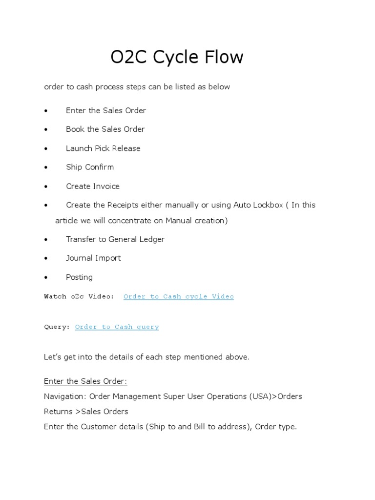 O2C Cycle Flow | Debits And Credits | Invoice