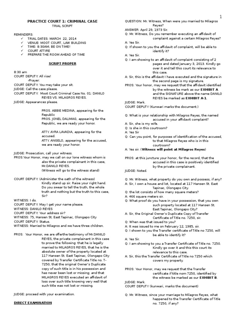 Script Mock Trial | PDF | Law