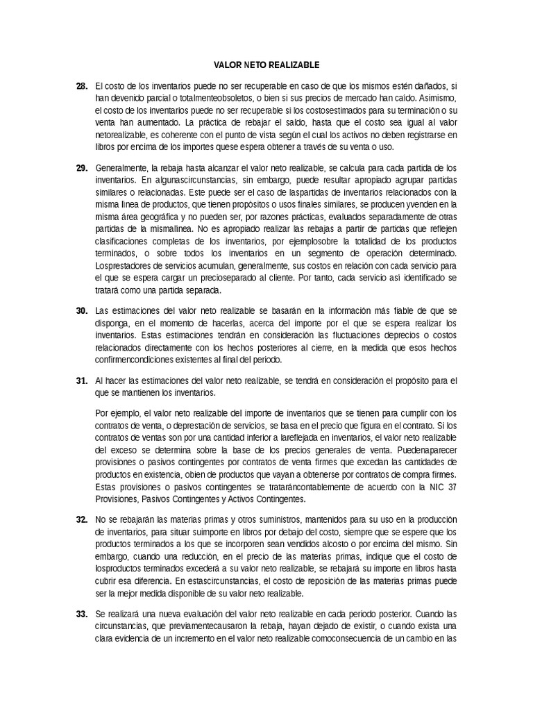Valor Neto Realizable Impresion | PDF | Costo | Precios