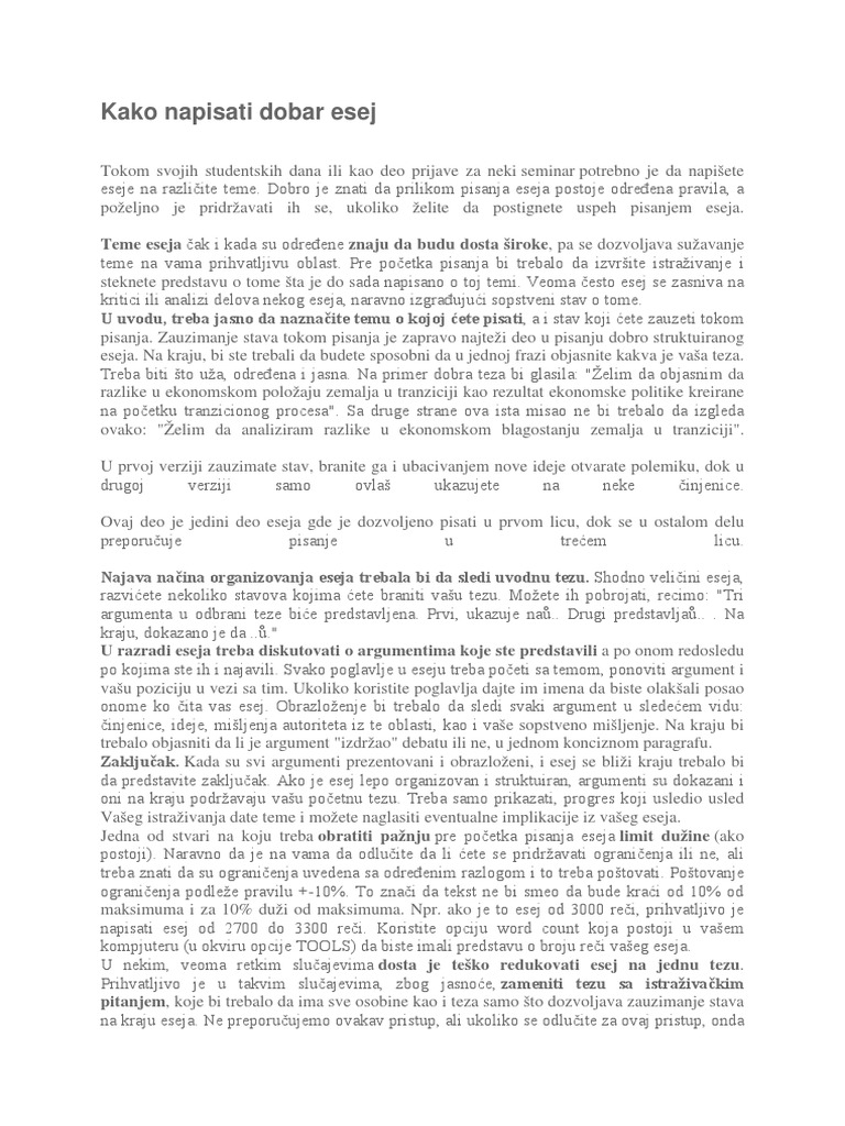 Kako Napisati Dobar Esej 567d81813d8b0 | PDF