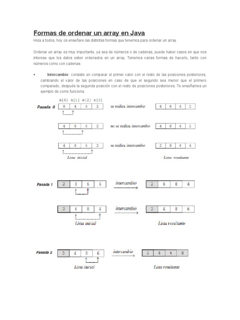 Formas de Ordenar Un Array en Java | Descargar gratis PDF | Java ...
