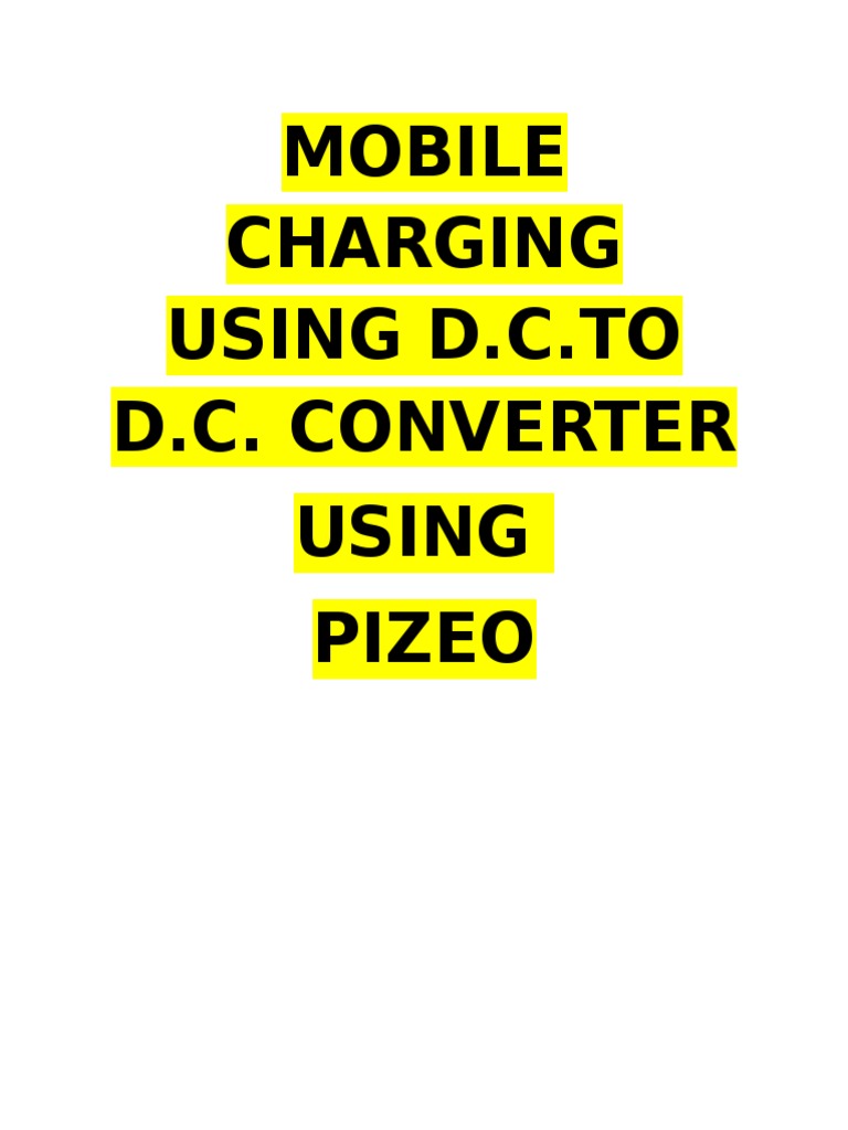 DC To DC Mobile Charging Using D | PDF | Capacitor | Electricity